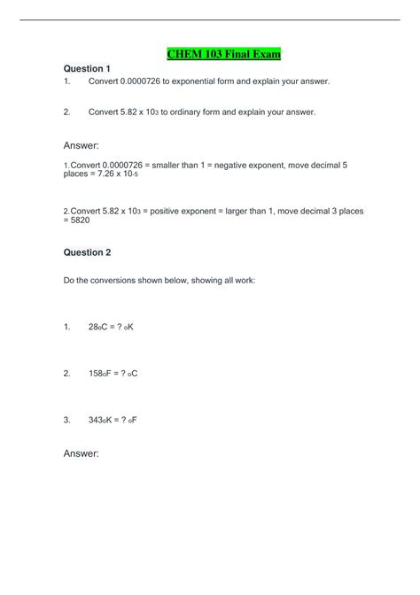 CHEM 103 Final Exam 2 Versions CHEM 103 Module 1 2 3 4 5 6 7 Exam 2 Versions Of Each