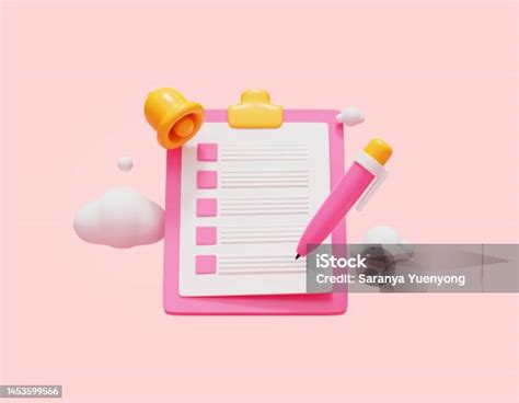 클립보드 검사 목록 보고서 응용 프로그램에 확인 표시가 있는 설문 조사 연필 웹 아이콘 3d 그림 3차원 형태에 대한 스톡 사진