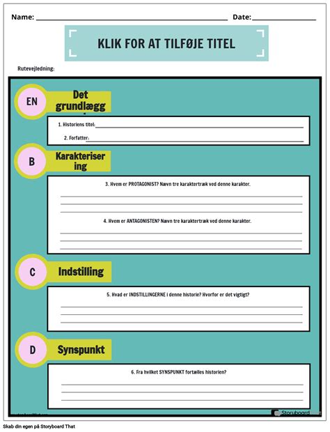 Storyboard That Hovedperson And Antagonist Arbejdsark