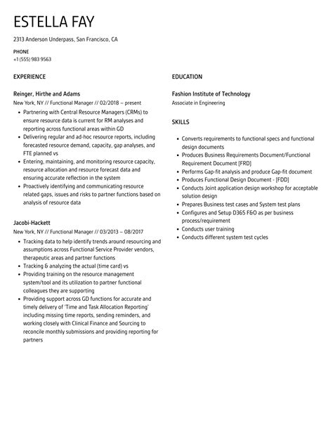 Functional Manager Resume Samples Velvet Jobs