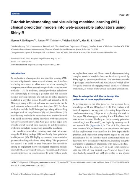 Pdf Tutorial Implementing And Visualizing Machine Learning Ml