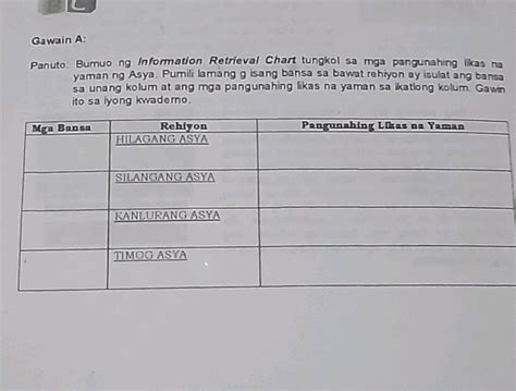 Gawain A Panuto Bumuo ng Information | StudyX