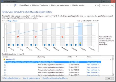 Check Problematic Events With The Windows Reliability Monitor Ghacks