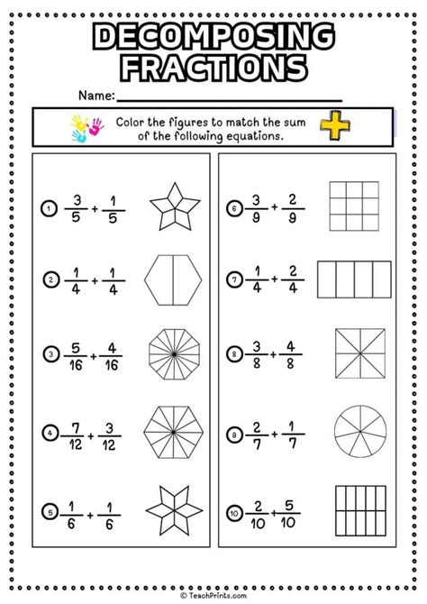 Free Decomposing Fractions Worksheets Teach Prints