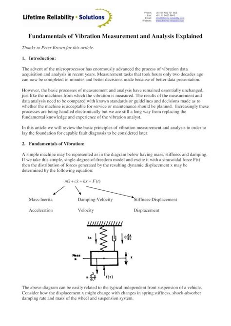 Pdf Fundamentals Of Vibration Measurement And Analysis Explained Dokumen Tips