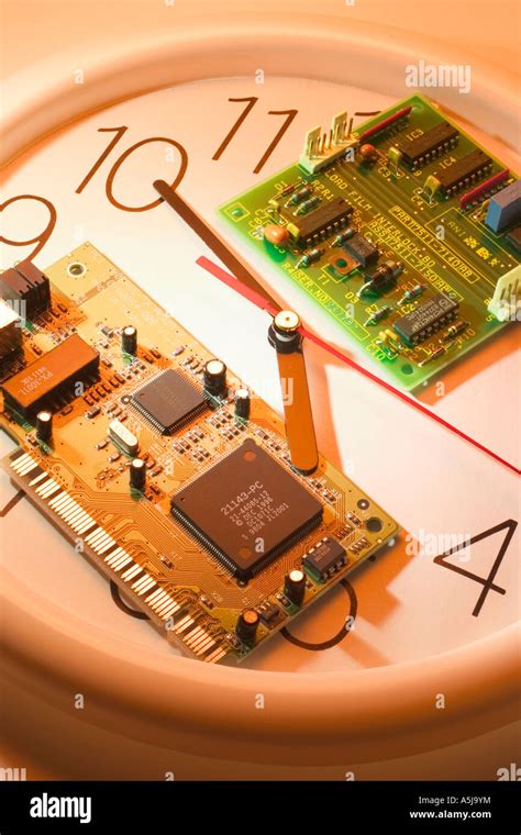Circuit Boards On Clock Stock Photo Alamy