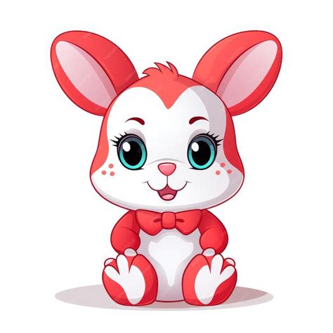 Premium Photo Cute Red And White Bunny A Playful Cartoon Character On