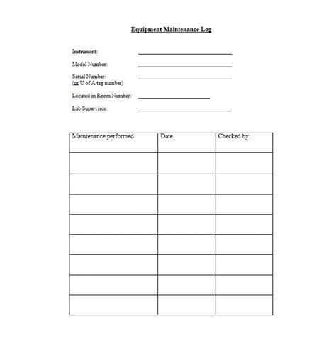 Laboratory Maintenance Log At Christopher Schauer Blog