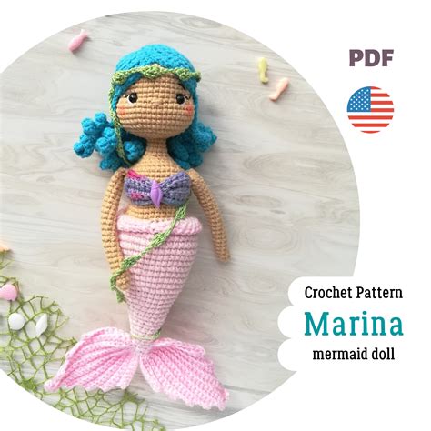 Crochet Mermaid Doll Pattern Amigurumi Mermaid Girl Marina Inspire