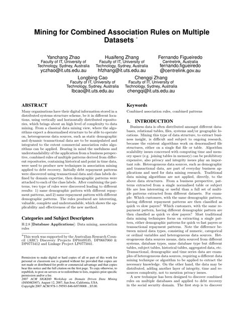 Pdf Mining For Combined Association Rules On Multiple Datasets