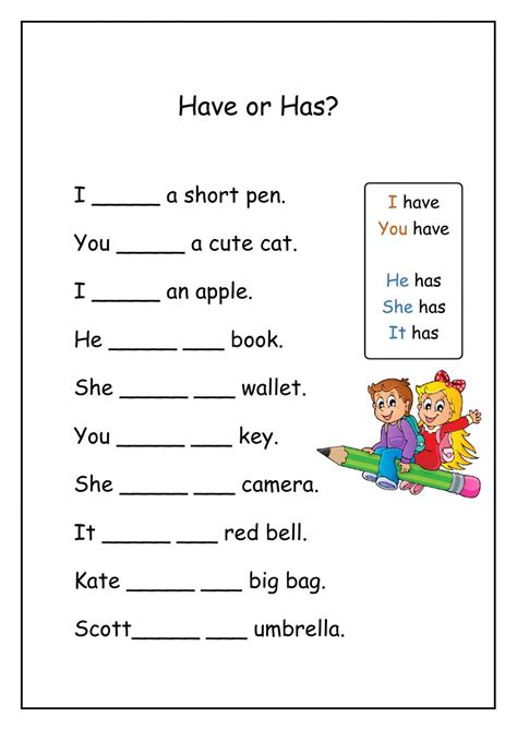 Has Or Have Online Worksheet