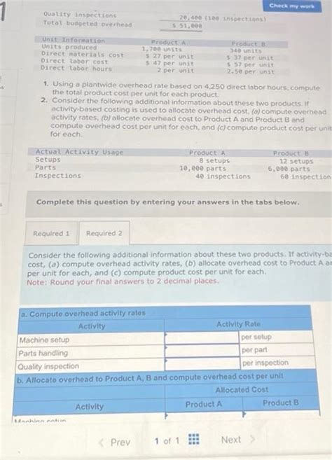solved exercise 4 11 algo computing product cost per unit