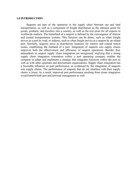 Seaport Assignment A211 1 Introduction Seaports Are Part Of The Operation In The Supply Chain