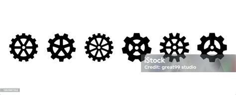 기어 설정 벡터 아이콘 세트입니다 시스템 구성 자동화 및 메커니즘의 코그휠 기어 기호 웹 및 응용 프로그램 버튼에 대한 기어 아이콘 컬렉션 그림입니다 개념에 대한 스톡 벡터