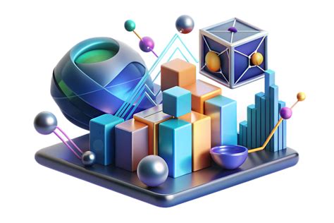 A 3d Illustration Of A Graph And A Cube 49161102 Png
