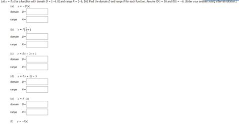 solved let y fx be a function with domain d c 4 8] and