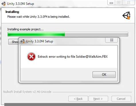 Unity Installing Error, Error writing to file Soldier@WalkAim.FBX - Unity Engine - Unity Discussions