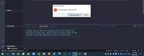 Lỗi Launch Program Does Not Exist Khi Chạy Chương Trình Trên Visual