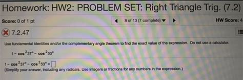solved homework hw2 problem set right triangle trig