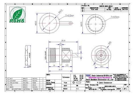 20pcs N Type Connector Bulkhead Female 180 Degree For Panel Mount