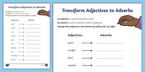 Transform Adjectives To Adverbs Worksheet