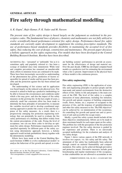 Pdf Fire Safety Through Mathematical Modelling