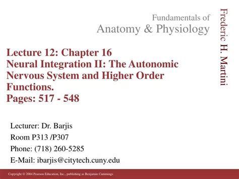 PPT Lecture Chapter Neural Integration II The Autonomic Nervous System And Higher