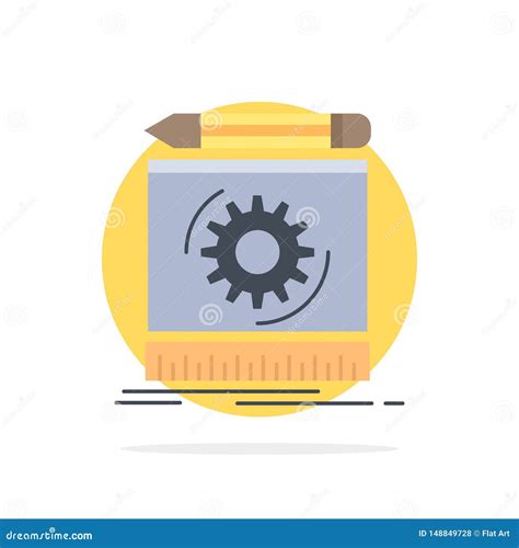 Draft Engineering Process Prototype Prototyping White Line Icon Colorful Circle Background