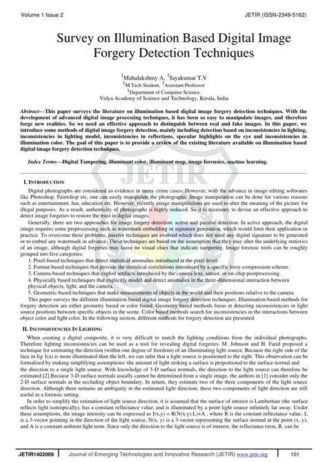 pdf survey on illumination based digital image forgery detection