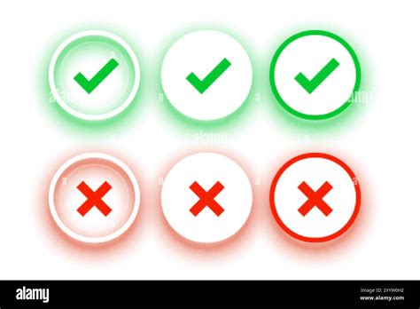 Circular Check Mark And Cross Buttons Set Stock Vector Image Art Alamy