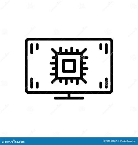 Black Line Icon For Bios Chip And Electrical Stock Vector Illustration Of Technology Bios