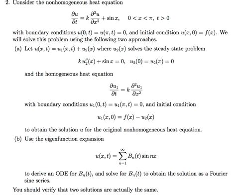 Solved Consider The Nonhomogeneous Heat Equation Ut K