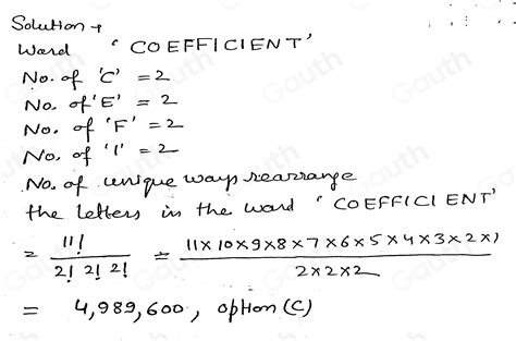 Solved 50 In How Many Unique Ways Can We Rearrange The Letters In The Word Coefficient A