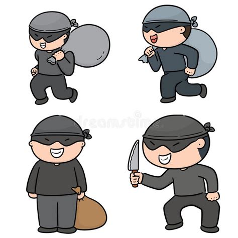 Sistema Del Vector Del Ladr n Ilustración del Vector Ilustración de mano imagen