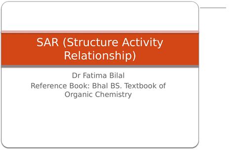 Sar Structure Activity Relationship Organic Chemistry Stuvia Us