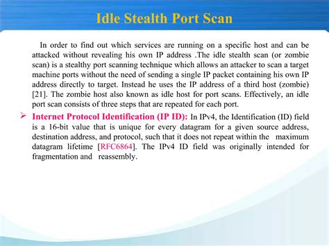 Detection Of Idle Stealth Port Scan Attack In Network Intrusion Detection System Using Snort Ppt
