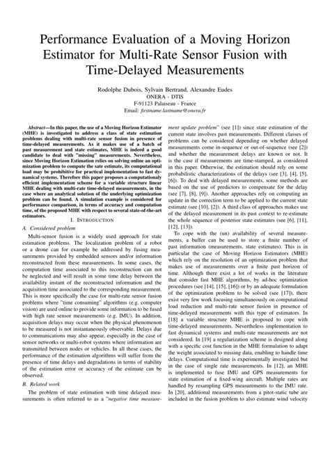 Pdf Performance Evaluation Of A Moving Horizon Estimator For Multi Rate Sensor Fusion With