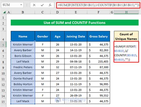 How To Count Unique Names In Excel 6 Simple Methods