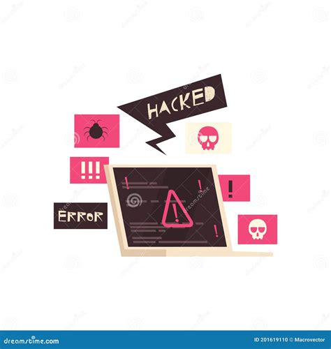Hacked Computer Error Composition Stock Vector Illustration Of Danger