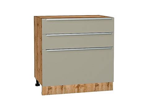Шкаф нижний с 3 мя ящиками Фьюжн Silky Grey Дуб Вотан 816 800 480 купить недорого по цене от 9