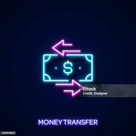 Uang Transfer Gaya Neon Elemen Desain Ilustrasi Stok Unduh Gambar Sekarang Berwarna Neon
