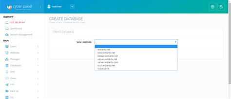 Membuat Database Di Cyberpanel