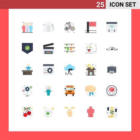 Editable Vector Line Pack Of 25 Simple Flat Colors Of Coding App Games Sport Wifi Editable