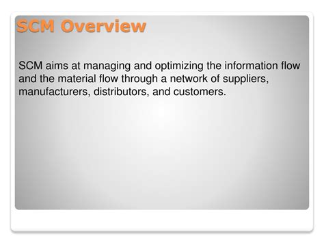 PPT SCM Overview PowerPoint Presentation Free Download ID