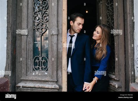 Man And Woman Posing In Door Stock Photo Alamy