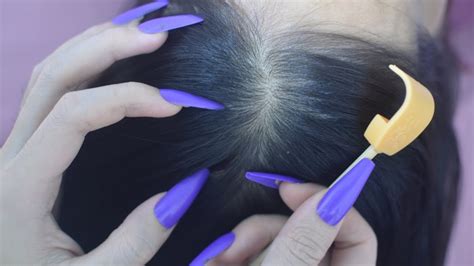 ASMR Aggressive Scalp Scratching & Hair Parting With Tools, Relaxing ...