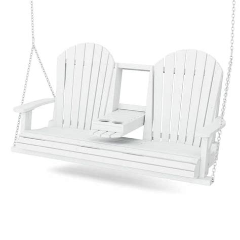 Wildridge Heritage 2 Person White Hdpe Plastic Porch Swing With Console