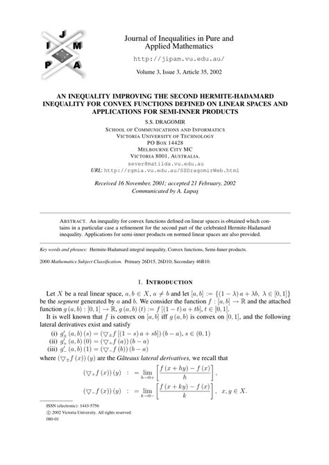 (PDF) An inequality improving the first Hermite-Hadamard inequality for ...