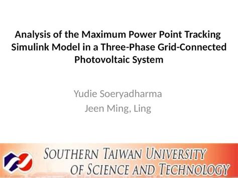 Pptx Analysis Of The Maximum Power Point Tracking Simulink Model In A