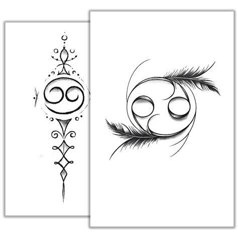 Cancer Zodiac Sign Tattoo Sketch Astrological Tattoo Design Cancer